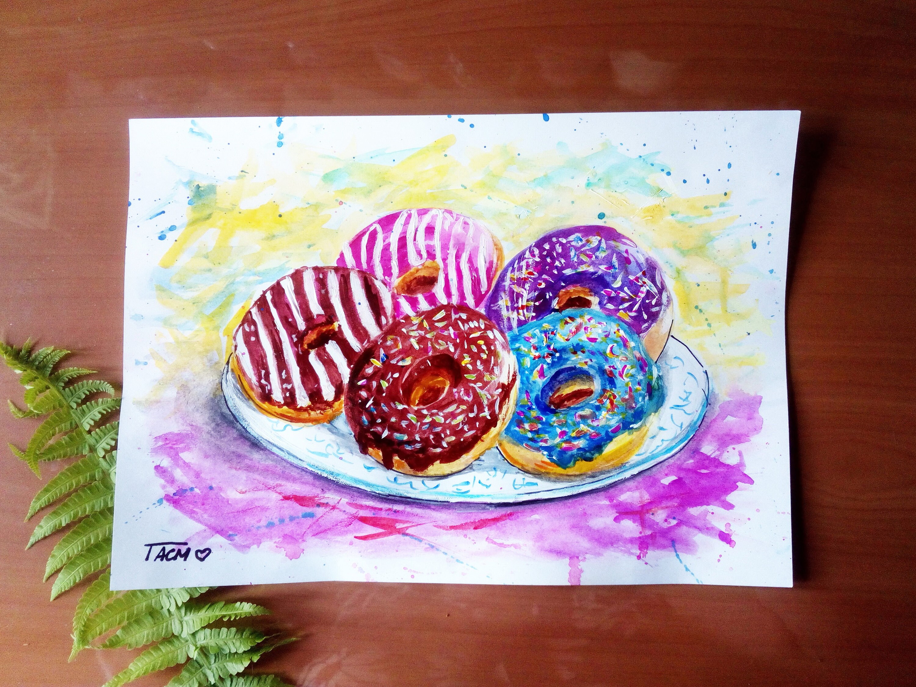 Donuts Painting Breakfast Food Sweets Original Watercolor | Etsy