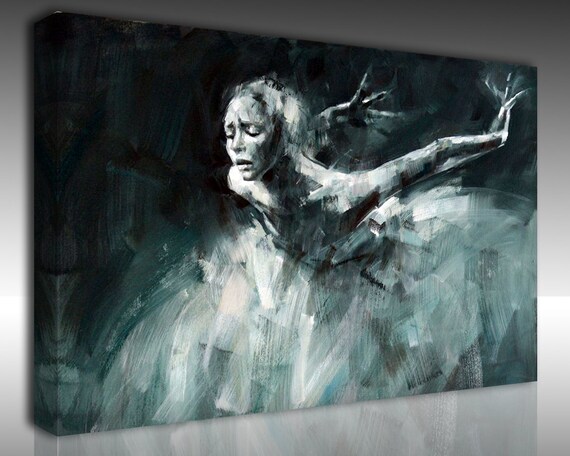 Sad Dancer Wall Art Gray Woman Dancing Canvas Fantastic Oiled | Etsy