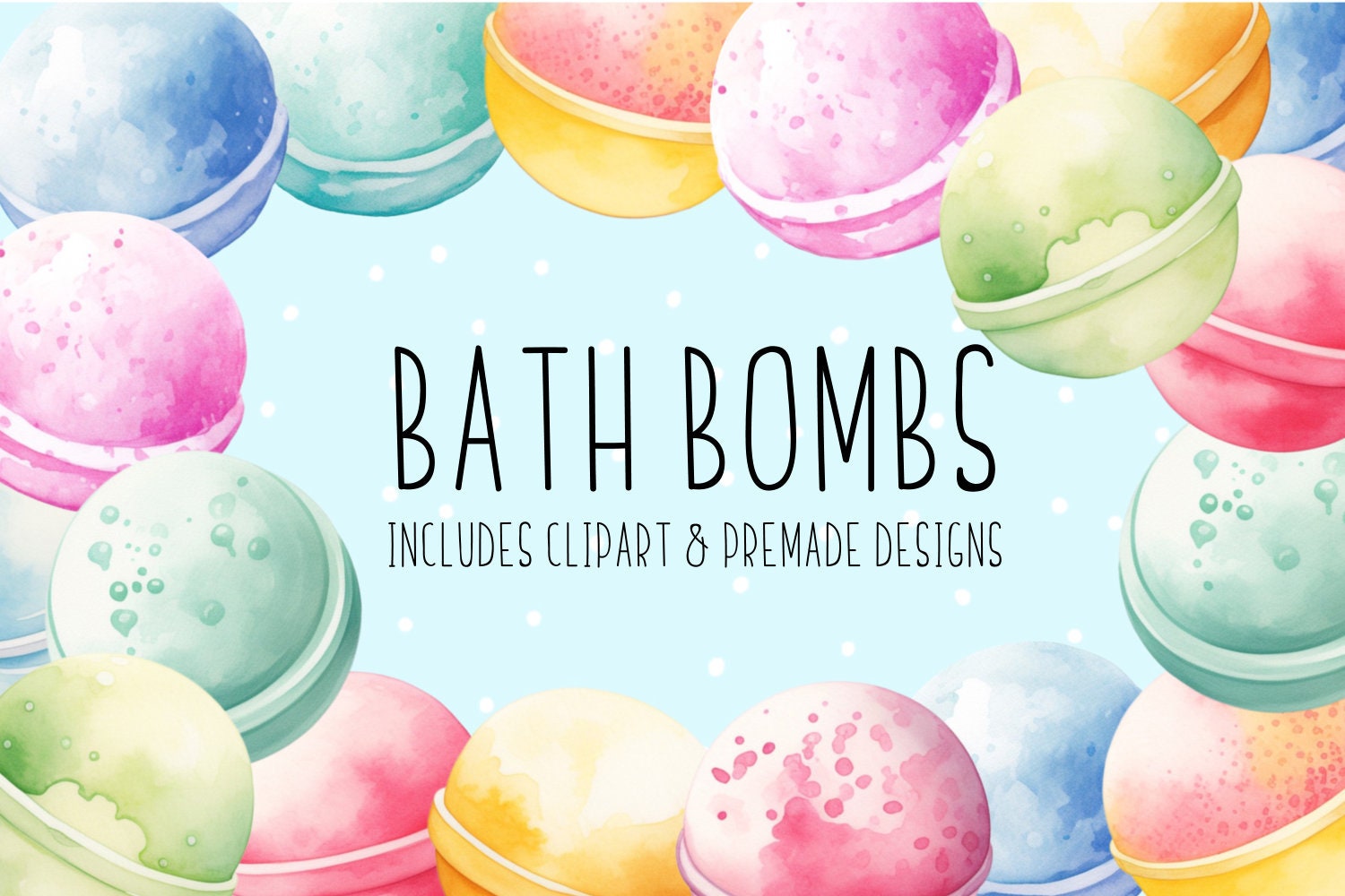 Bath Bomb Clipart and Premade Designs Pngs INSTANT DOWNLOAD for ...