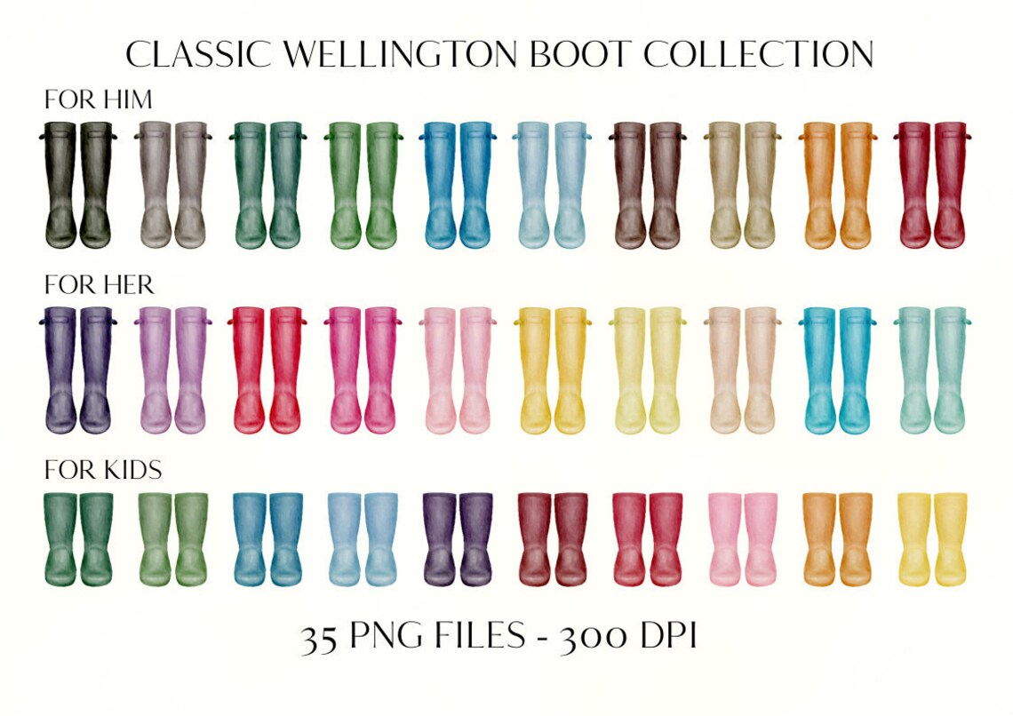 Welly Watercolor Clipart Set Classic Wellington Boot / - Etsy Canada