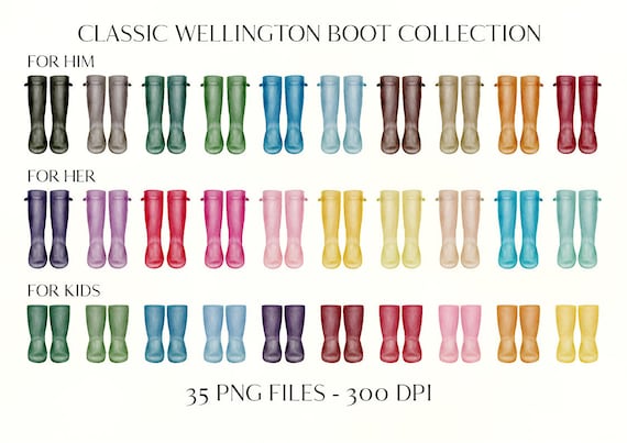 Welly Watercolor Clipart Set Classic Wellington Boot / - Etsy