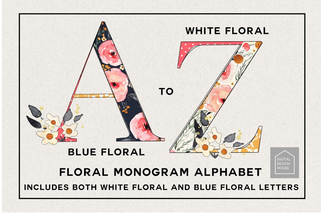 Beautiful FLORAL Alphabet Letters A to Z | 2 Sets Included - Etsy