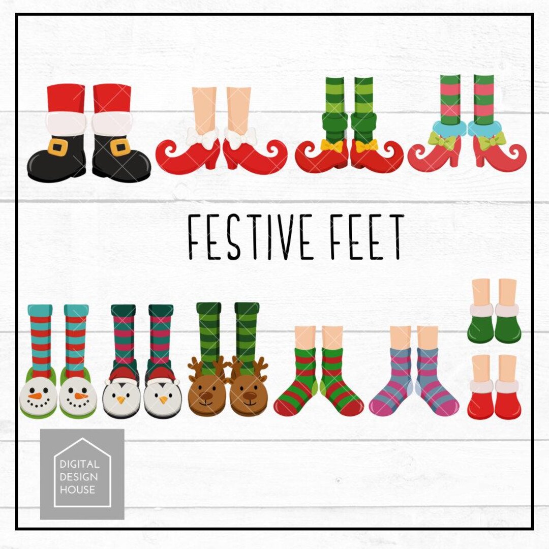 FESTIVE FEET Clipart - a Set of 11 Pairs of Christmas Themed Feet Mix ...