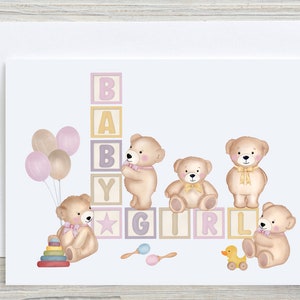 Baby GIRL Teddy Bear Block Letters Alphabet Name Builder Set - Etsy