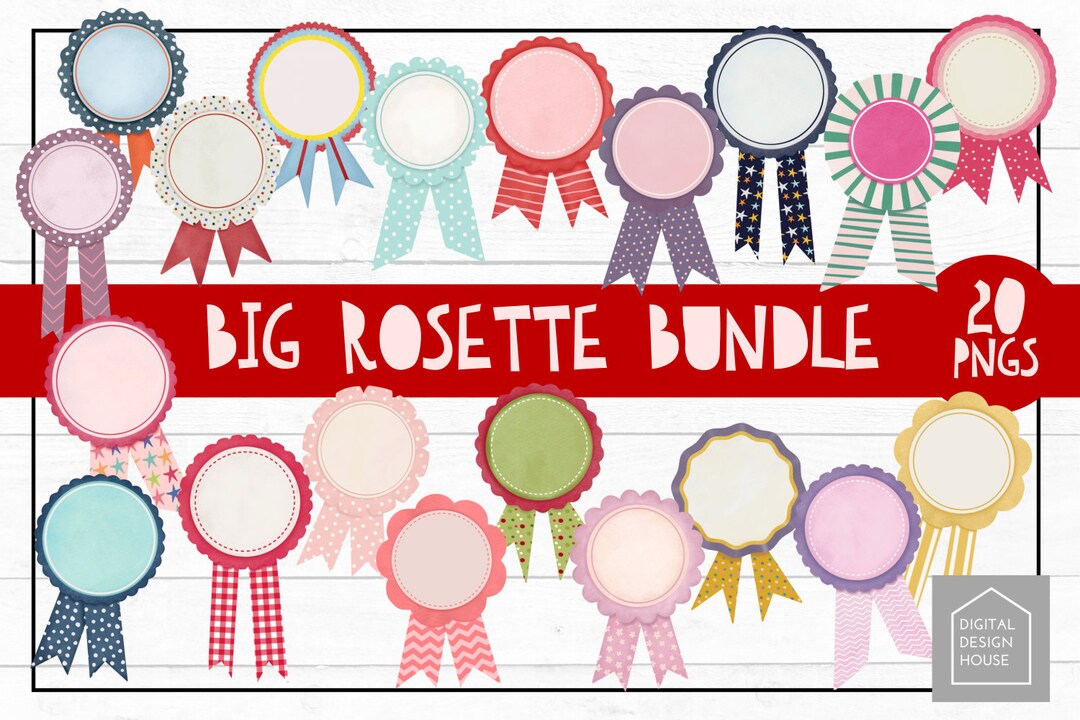The BIG ROSETTE BUNDLE - 20 Award Ribbons Clipart | Instant Download ...