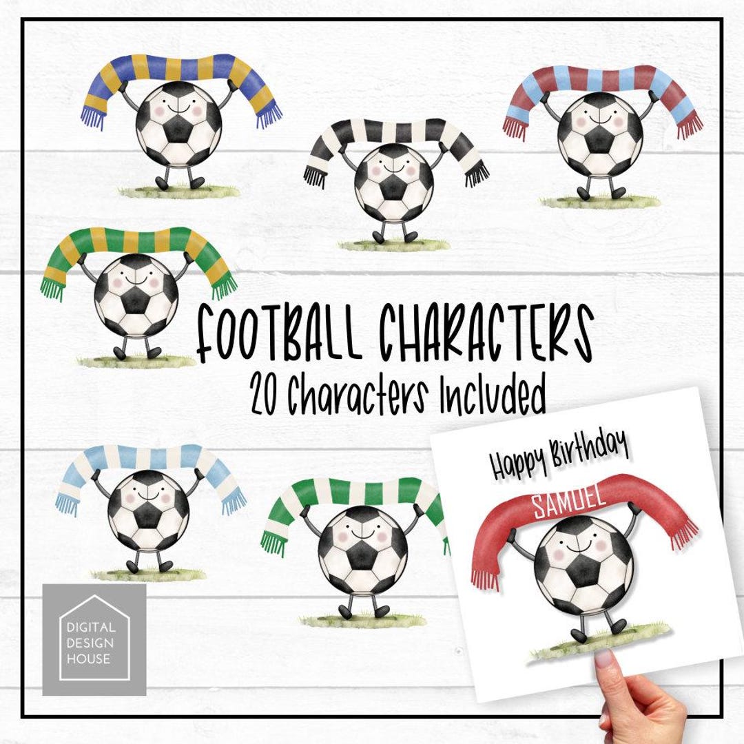 FOOTBALL CHARACTERS Set of 20 Cute Football Characters PNGS Instant ...