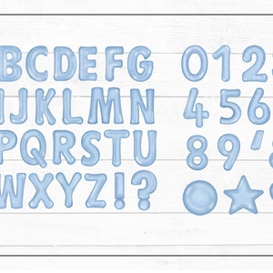 BLUE Balloon Alphabet | Party Balloon Clipart Letters & Numbers PNGS ...