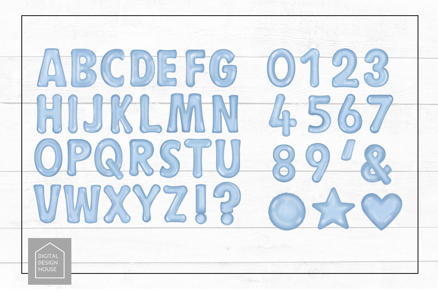 BLUE Balloon Alphabet | Party Balloon Clipart Letters & Numbers PNGS ...