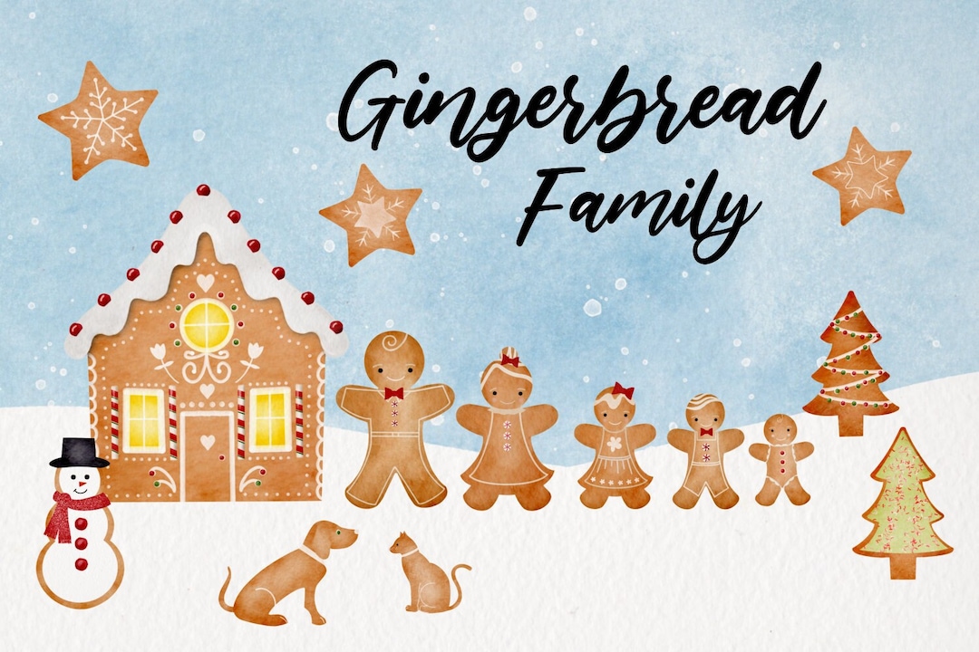 Gingerbread Family Clipart - Gingerbread Man - Watercolour - Huge ...