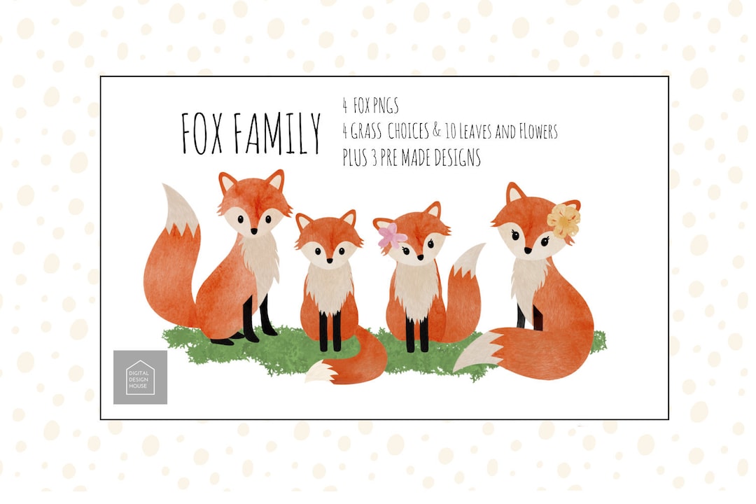 Fox Family Clipart Set - Watercolour Fox - for Sublimation and Print ...
