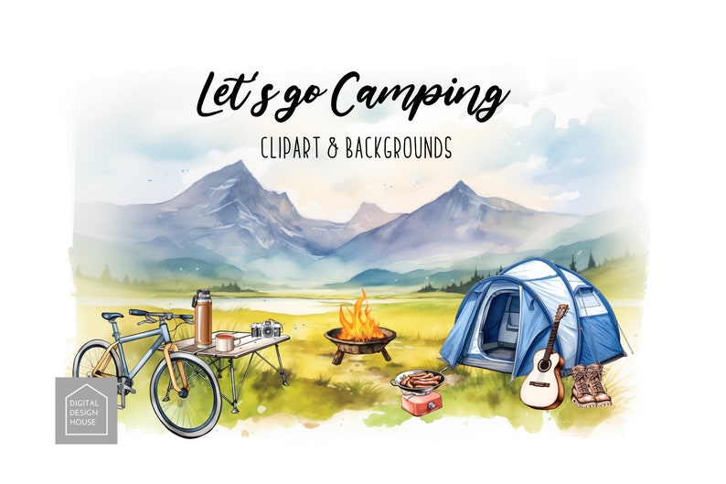 Camping Clipart Scene Builder Set With Clipart & Backgrounds PNGS for ...