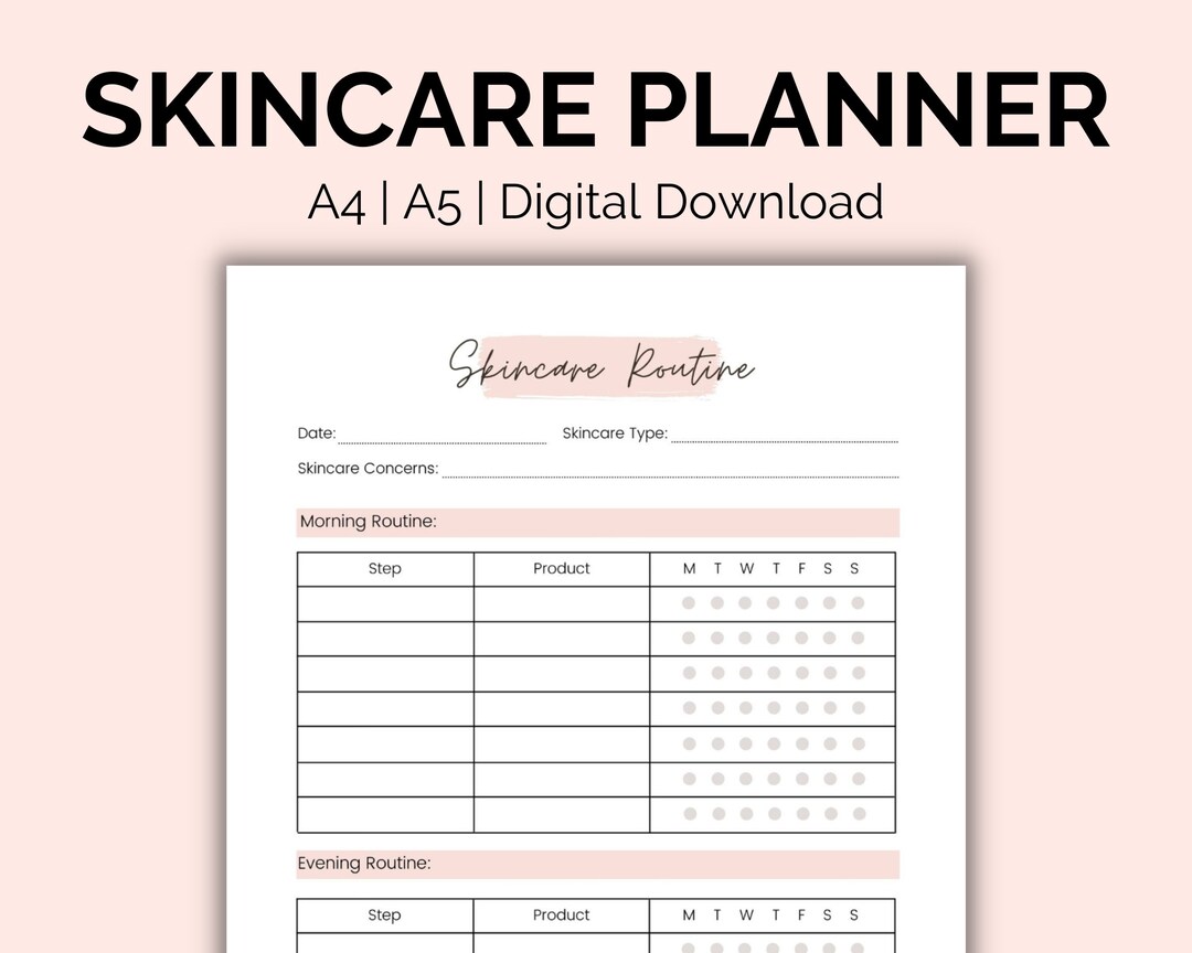 SKINCARE PLANNER Printable Page / Beauty Planner • Daily Sheets, Habit ...