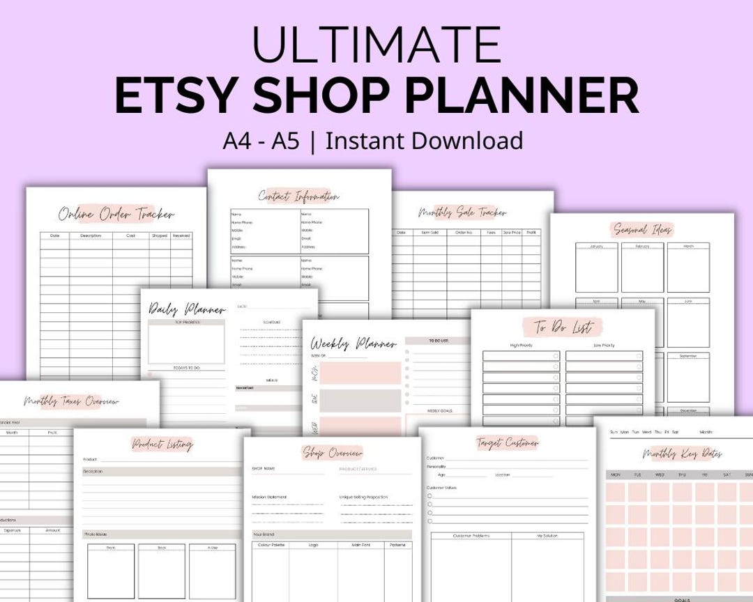 Etsy Business Planner, Etsy Planner Pages, Etsy Printable, Etsy Shop ...