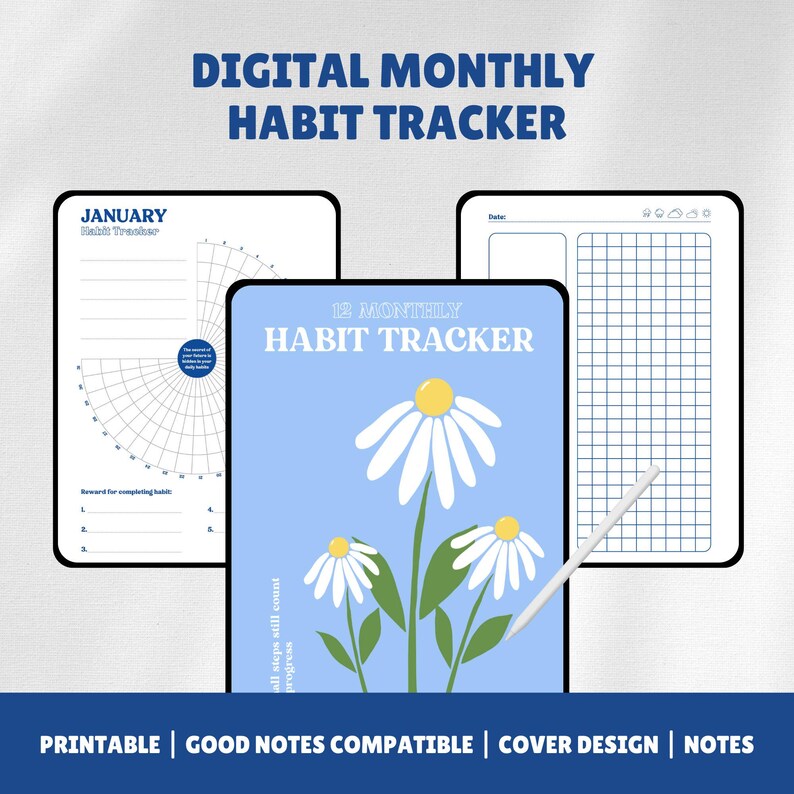 Minimalistic Daily Habit Tracker | Habit Tracker Goodnotes Compatible ...