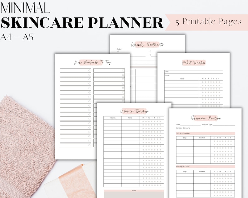 Skincare Routine Printable Planner PDF Template/glow up Planner/beauty ...