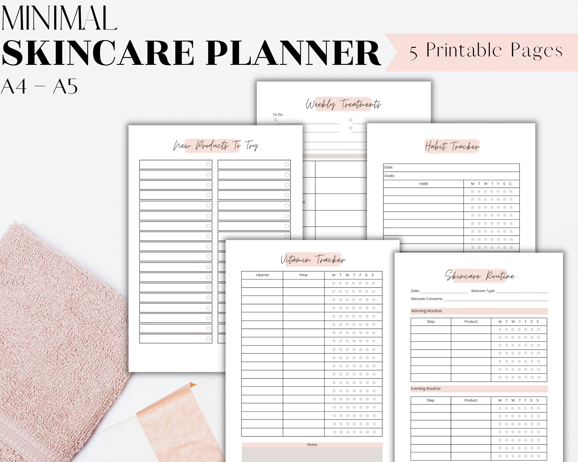 Skincare Routine Printable Planner PDF Template/glow up Planner/beauty ...