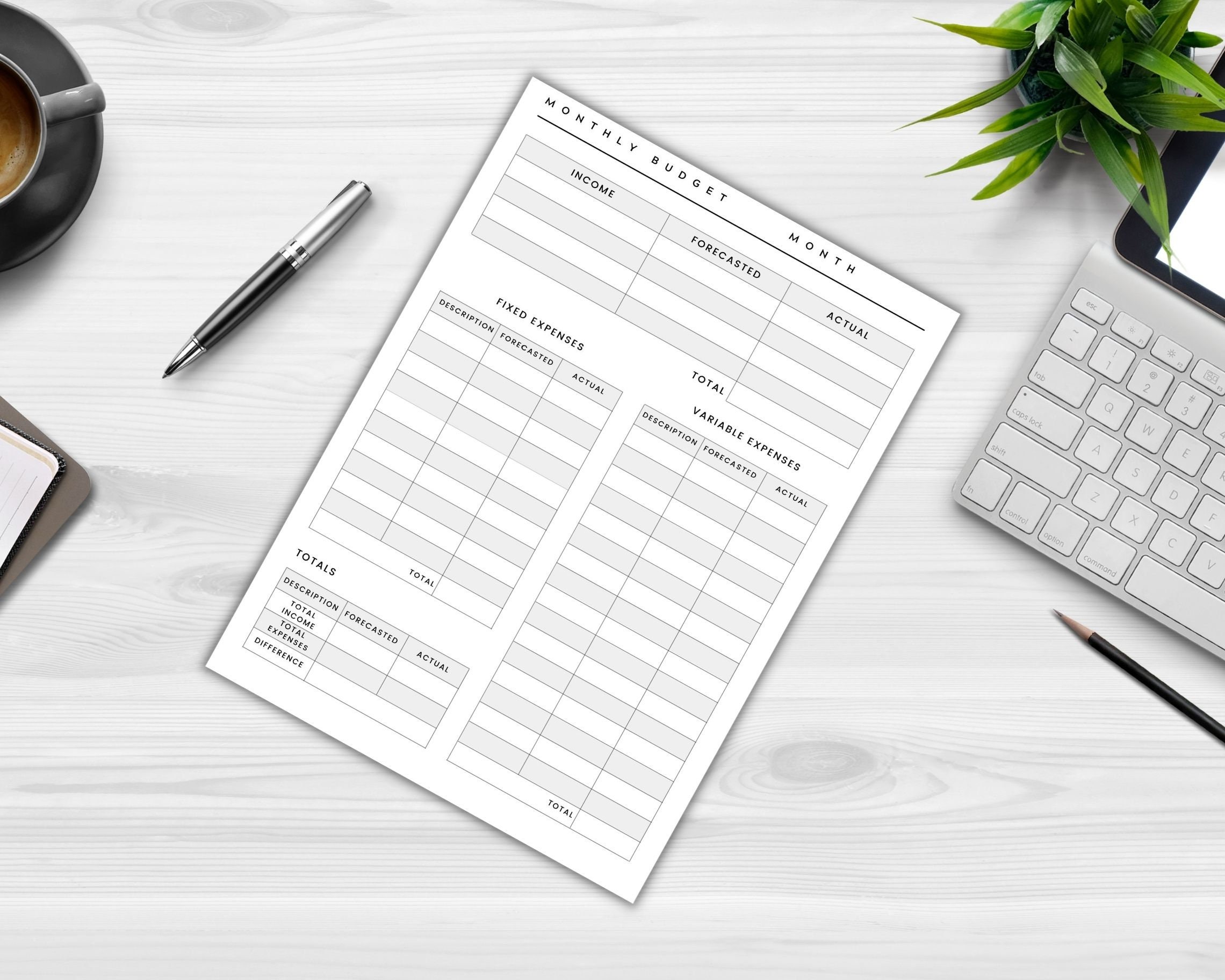 Minimal Monthly Budget Printable Planner | Modern | Financial Planner ...