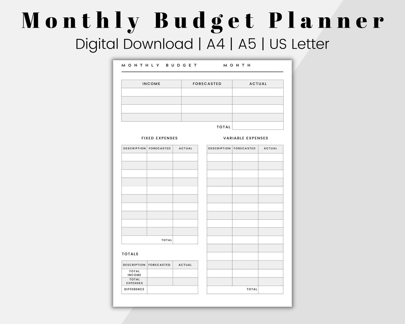 Minimal Monthly Budget Printable Planner Modern Financial - Etsy