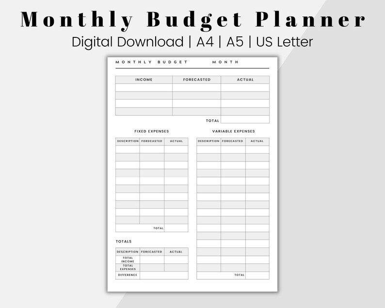 Minimal Monthly Budget Printable Planner Modern Financial - Etsy