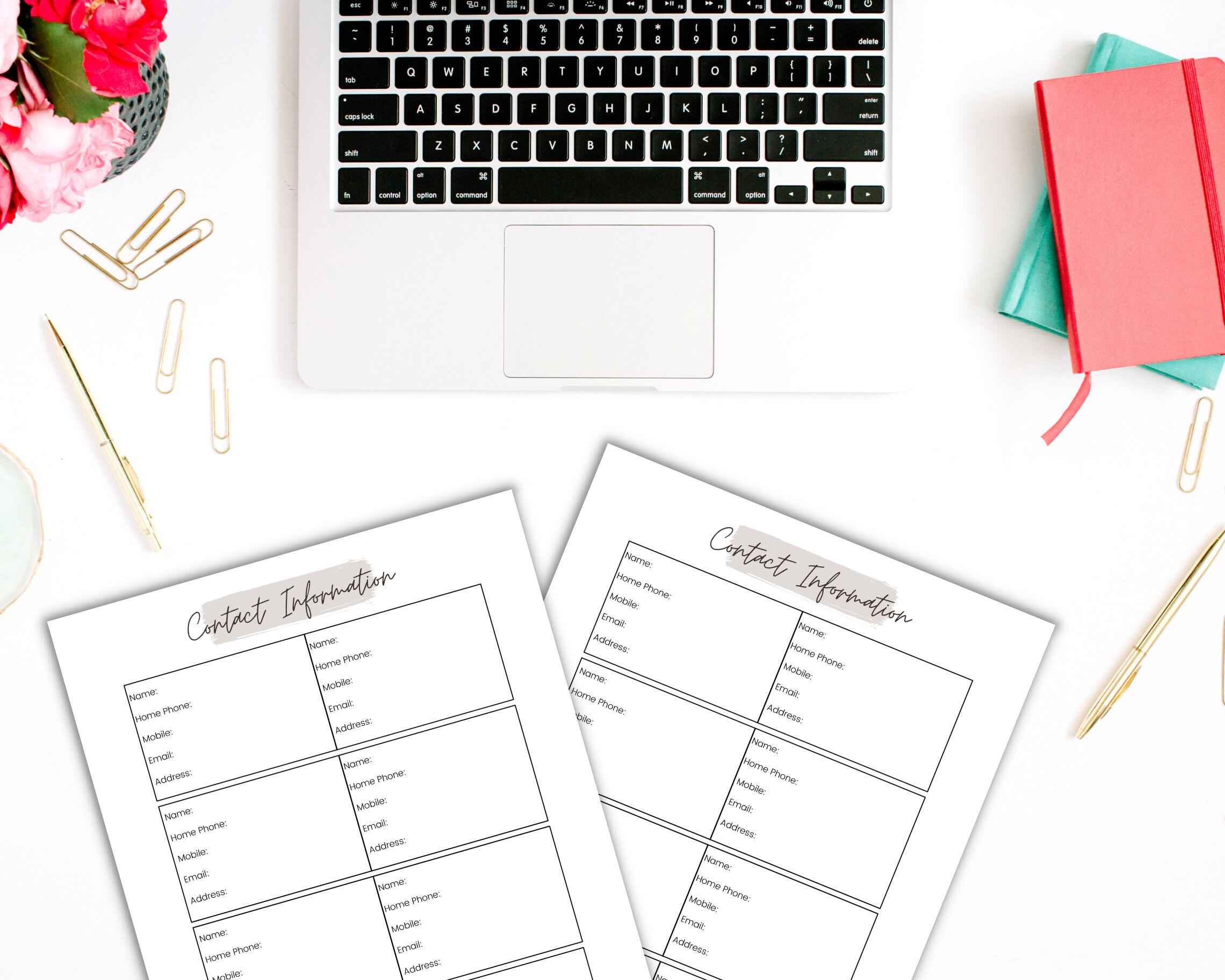 Printable Digital Contact List Print at Home Planner Pages - Etsy