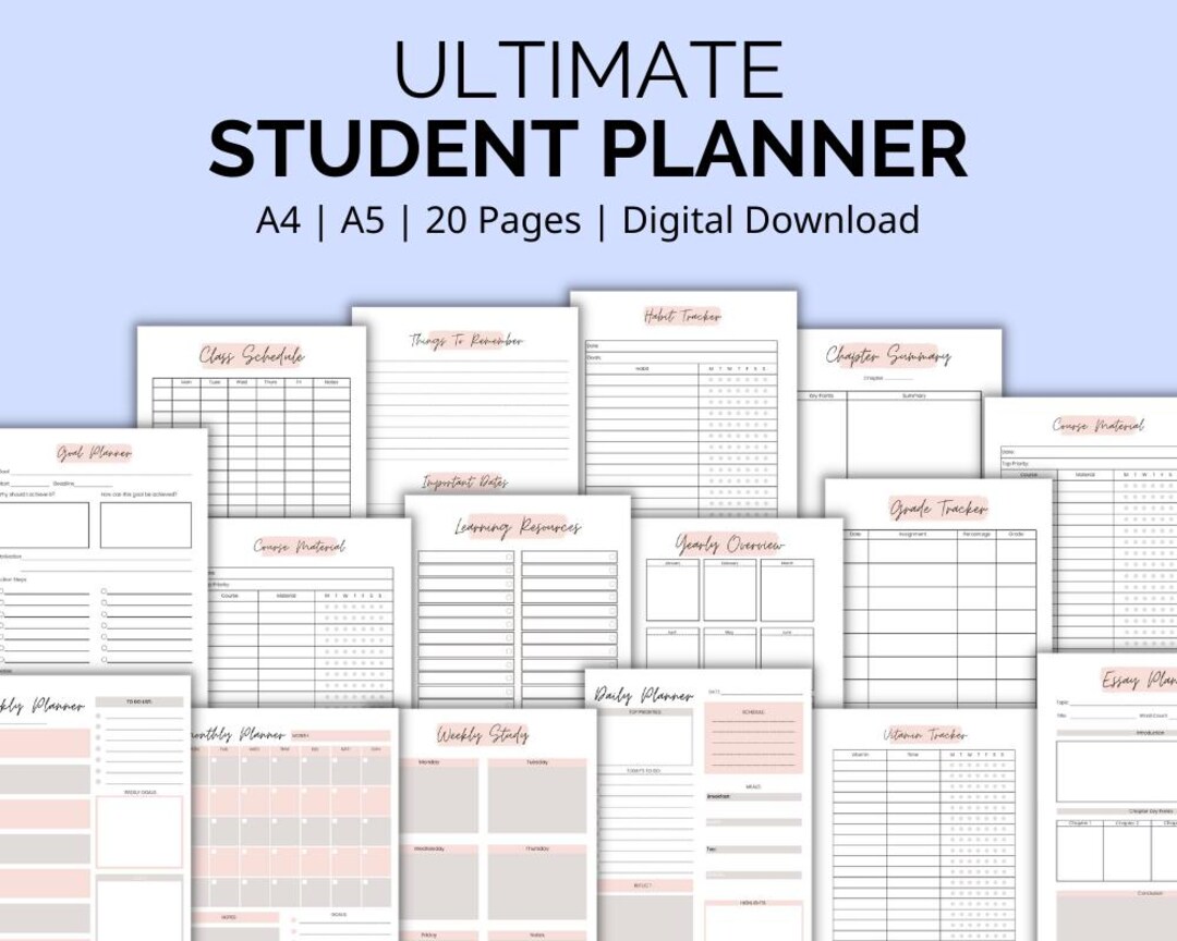 Student Digital Planner | Productivity Planner | Academic Planner ...