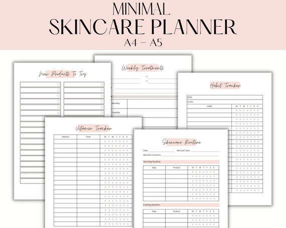 Skincare Routine Printable Planner PDF Template/glow up | Etsy