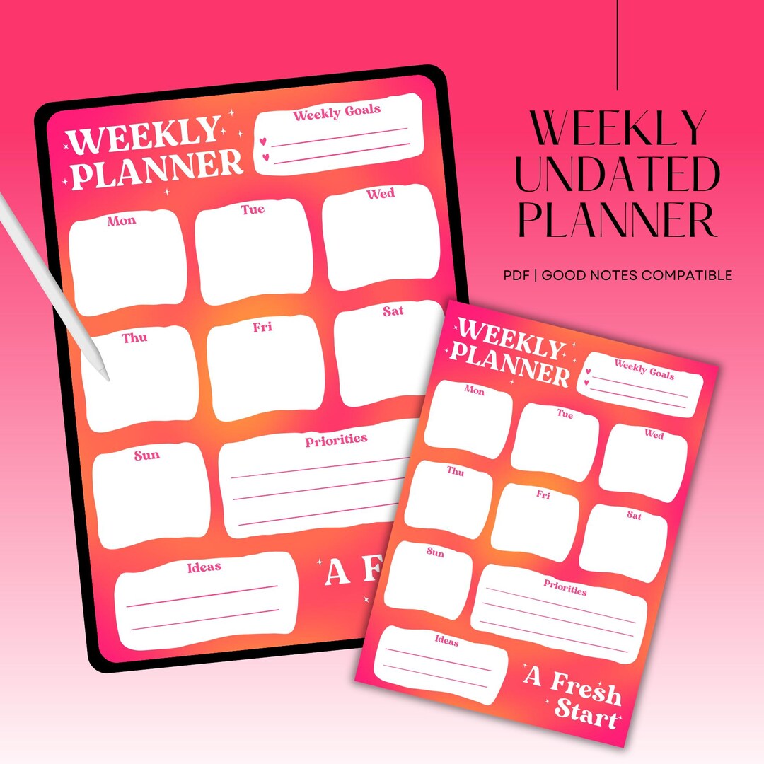 Weekly Schedule Template, Weekly Planner Printable, Weekly Schedule ...