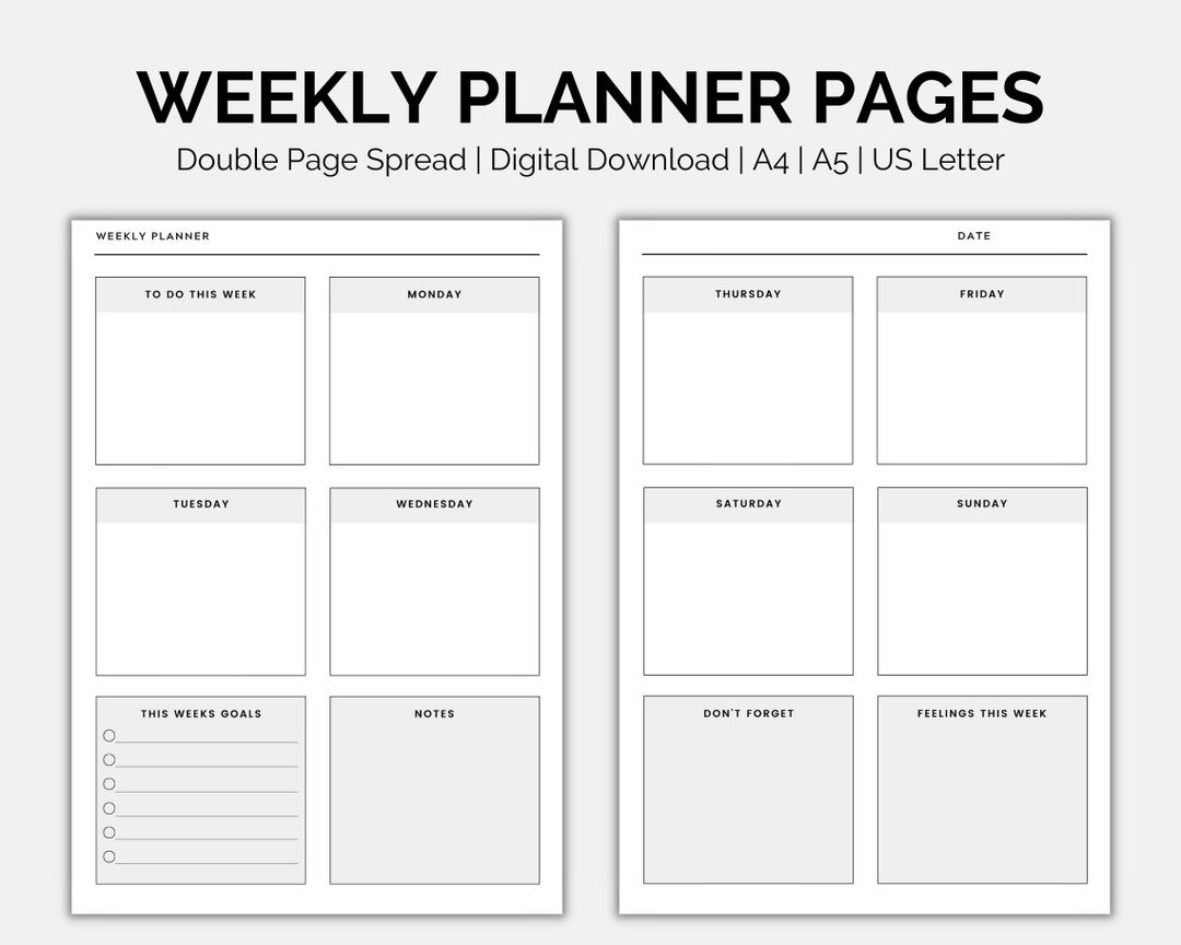 Minimal Weekly Planner 2021, Printable Weekly Agenda Template, Week on ...