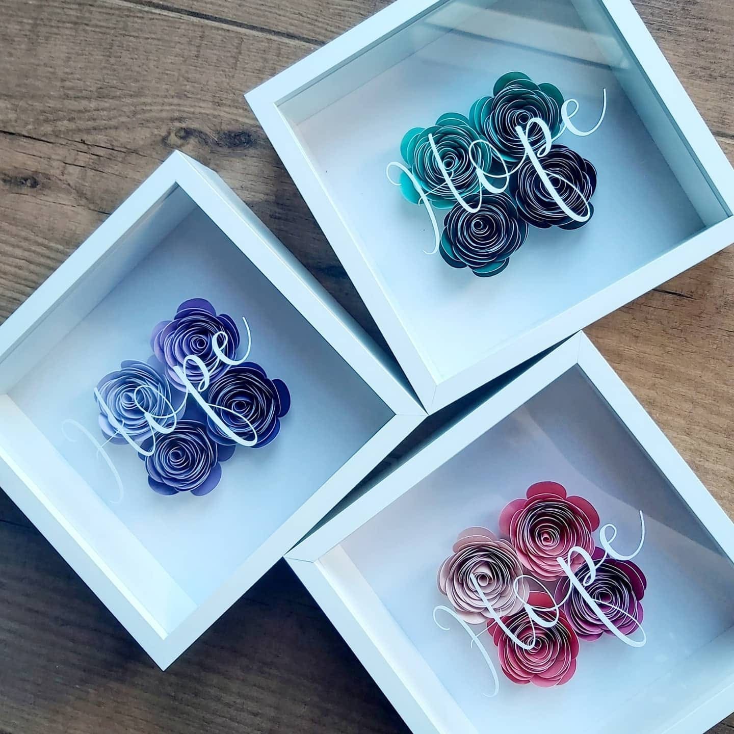 Personalised Flower Box Frame. Deep box frame. Rolled Flowers. | Etsy