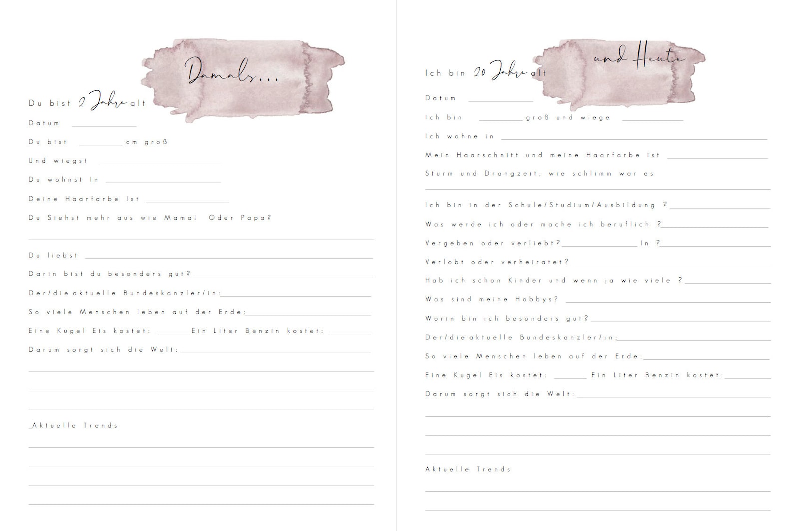 Childhood Album, Baby Album 18 Years Memory Book to Print Yourself Size ...