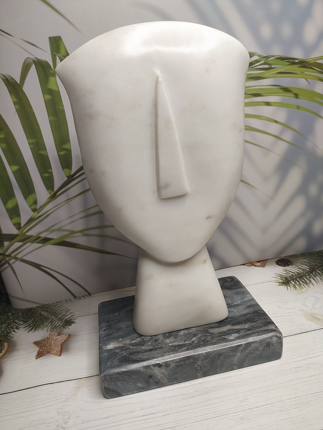 Cycladic Art Head Figure Cycladic Idol Marble Statue Handmade Sculpture ...