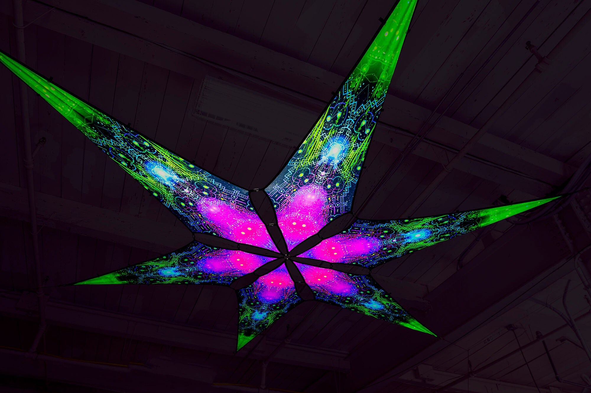 UV / Blacklight Reactive 6 Petal Star Canopy Geometry Galaxy - Etsy