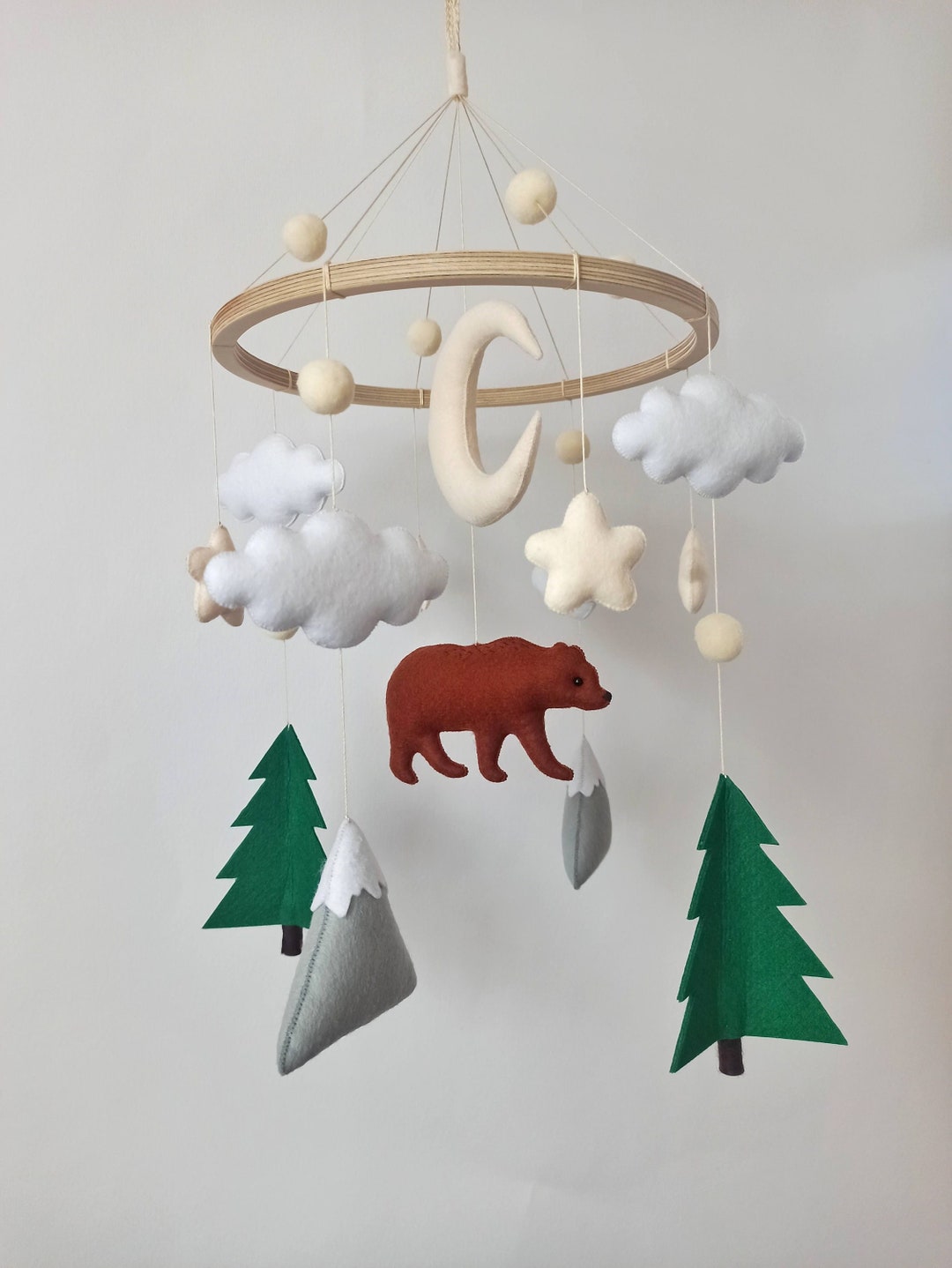 Natural Baby Mobile Forest and Mountains Nursery Decor Neutral Nusery ...