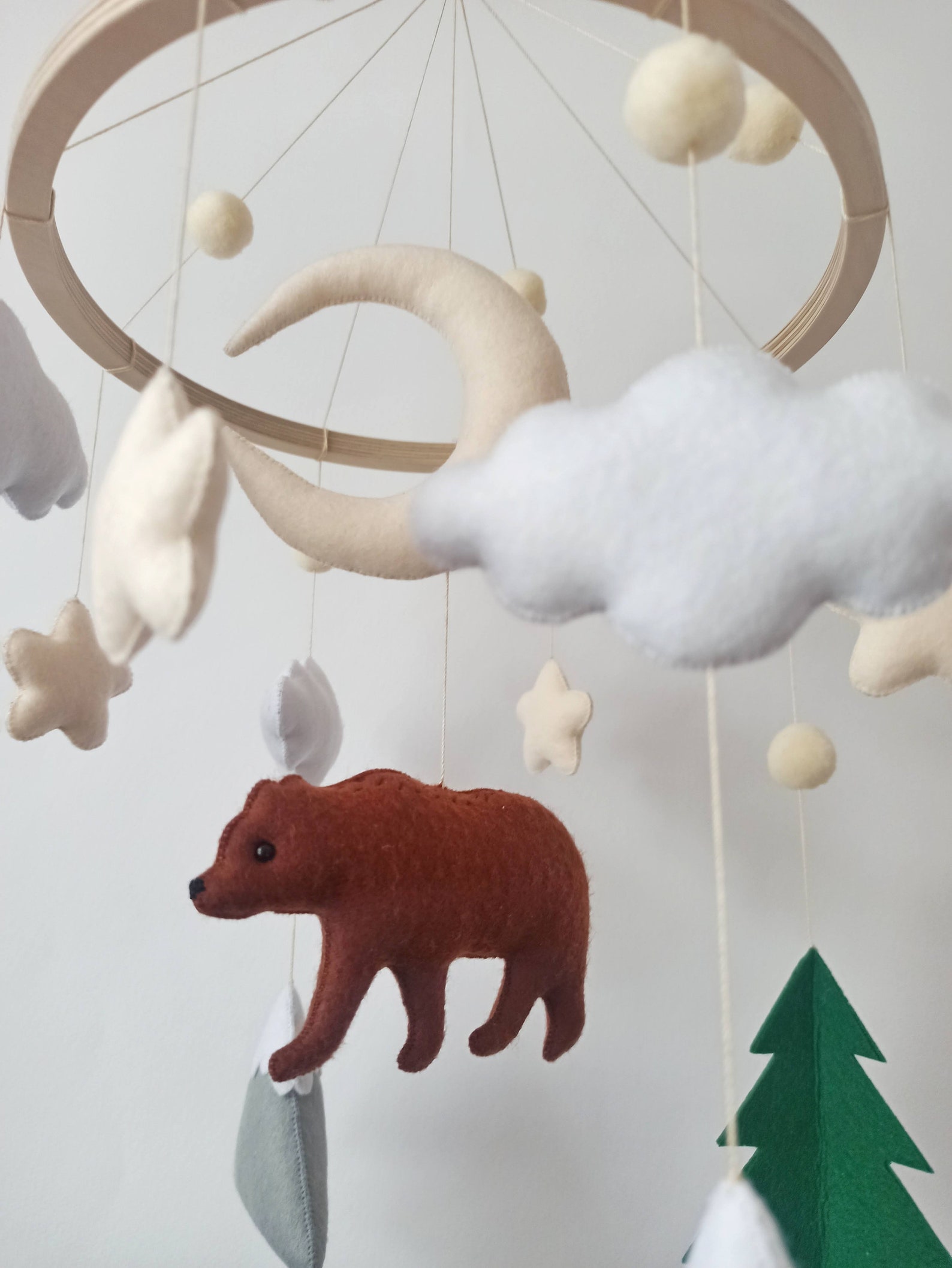 Natural Baby Mobile Forest and Mountains Nursery Decor Neutral Nusery ...