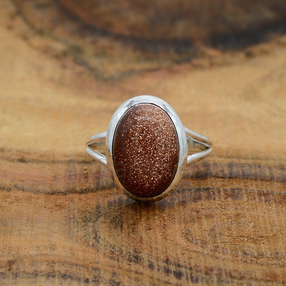 Brown Goldstone Ring, Handmade Ring, Antique Ring, Womens Jewelry, Gold ...