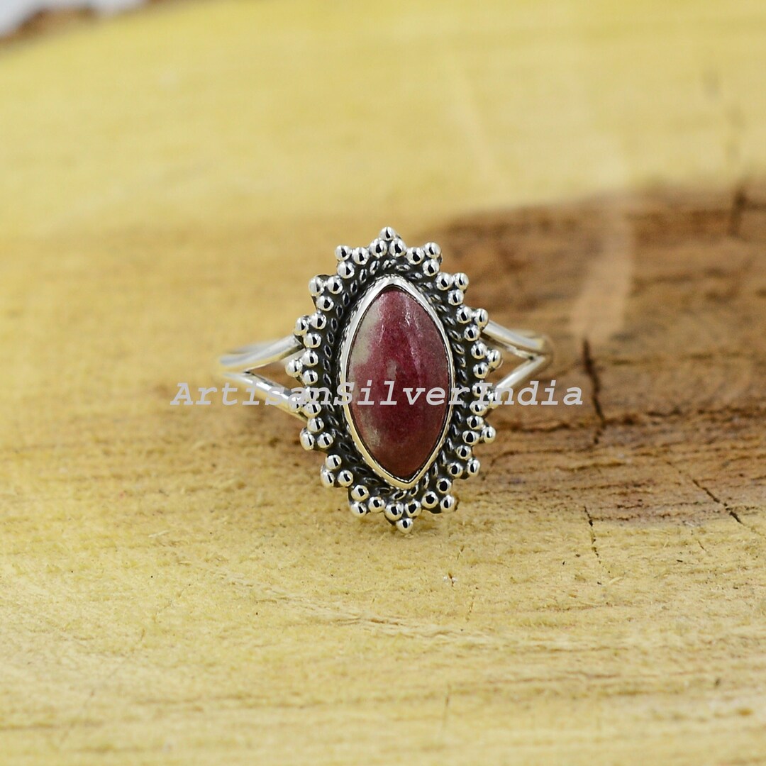 Natural Thulite Silver Ring, Handmade Ring, Women Ring, 925 Silver Ring ...