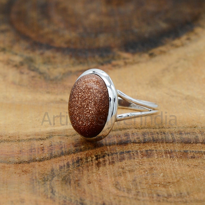 Brown Goldstone Ring: Oval Gemstone, 925 Sterling Silver - Etsy