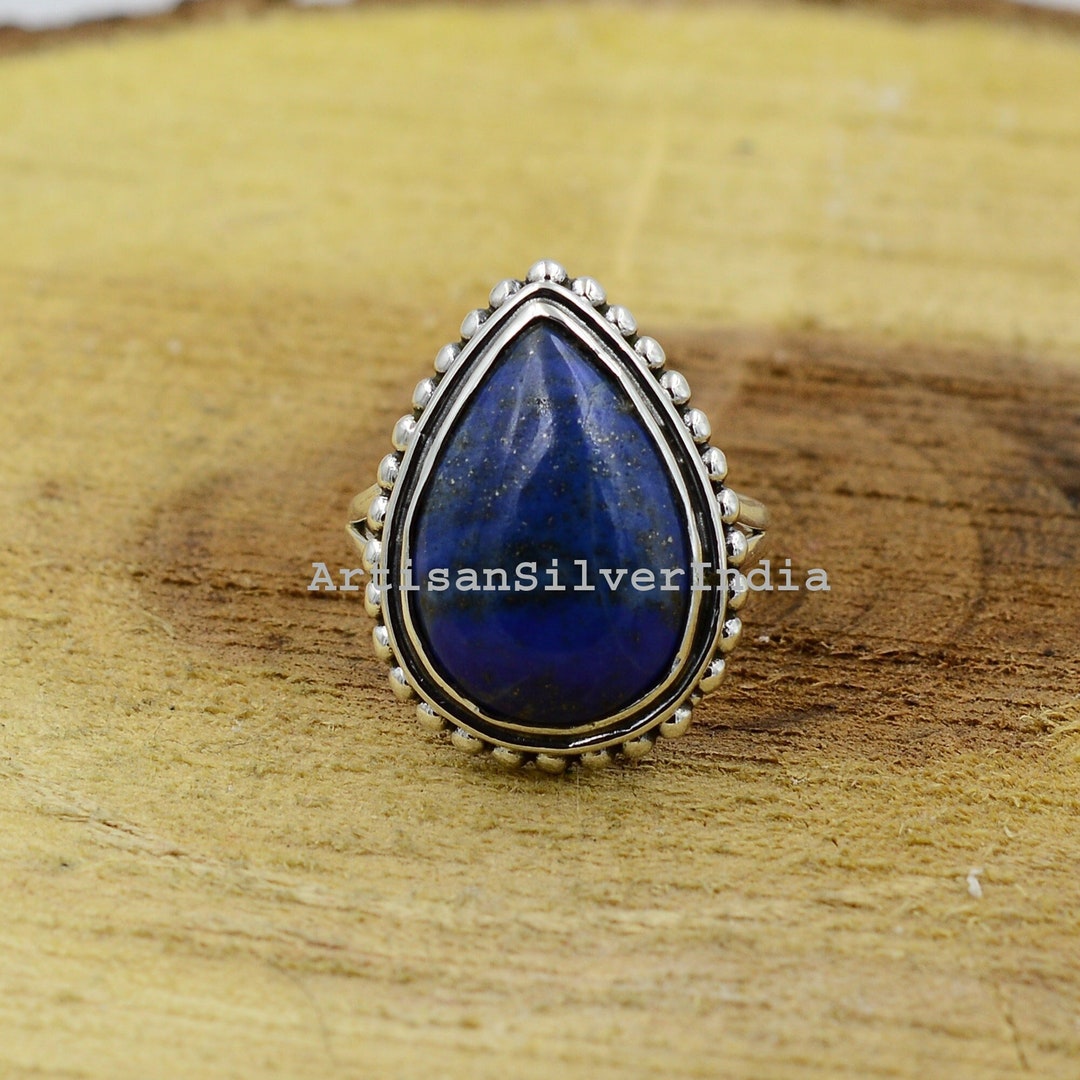 Blue Lapis Lazuli Ring, 925 Silver Ring, Handmade Ring, Blue Gemstone Ring, Gift for Her, Blue ...