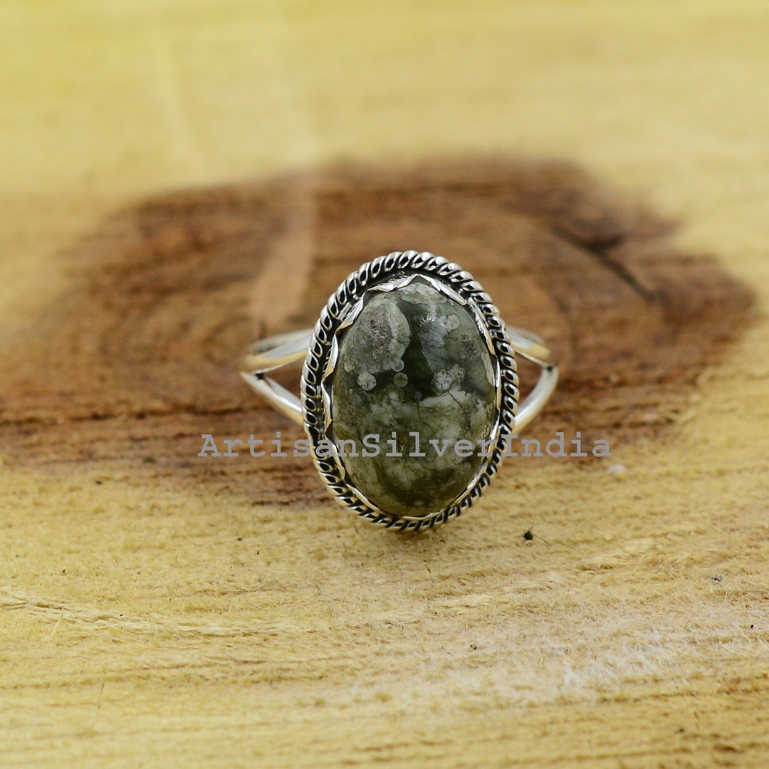 Rain Forest Jasper Ring, 925 Silver Ring, Handmade Ring, Jasper Gemstone Ring, Unique Ring, Gift ...