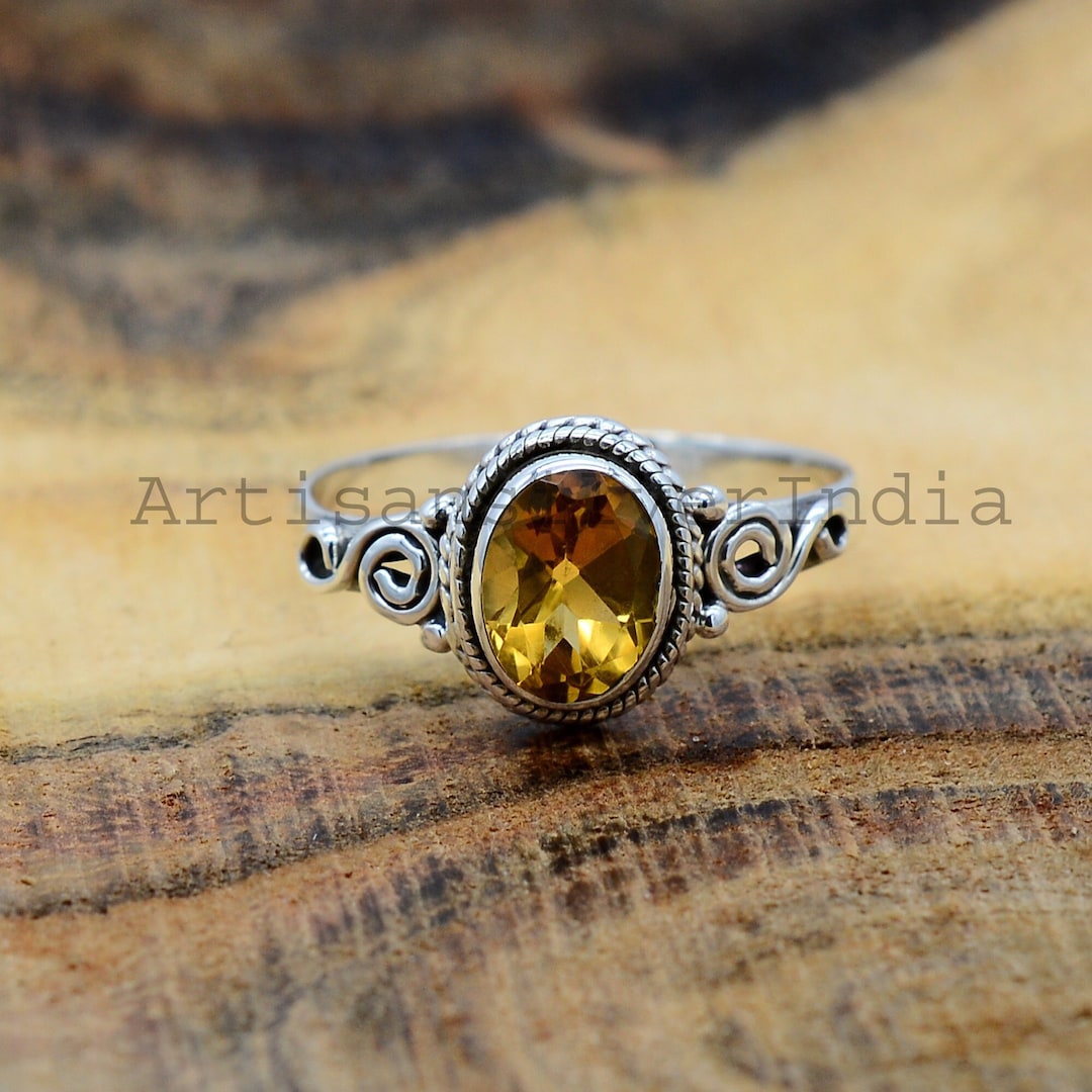 Natural Citrine Silver Ring, 925 Silver Ring, Fidget Ring, Jewelry for ...