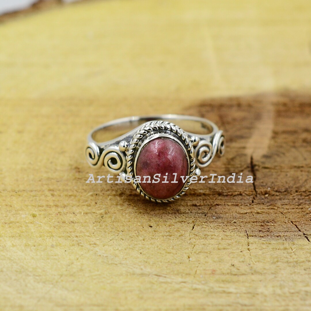 Natural Pink Thulite Ring, 925 Silver Ring, Gemstone Ring, Thulite Ring ...