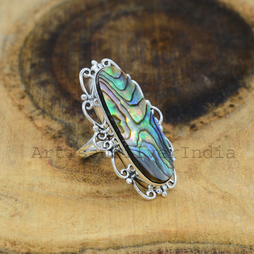 Abalone Shell Ring, 925 Silver Ring, Handmade Ring, Abalone Ring ...