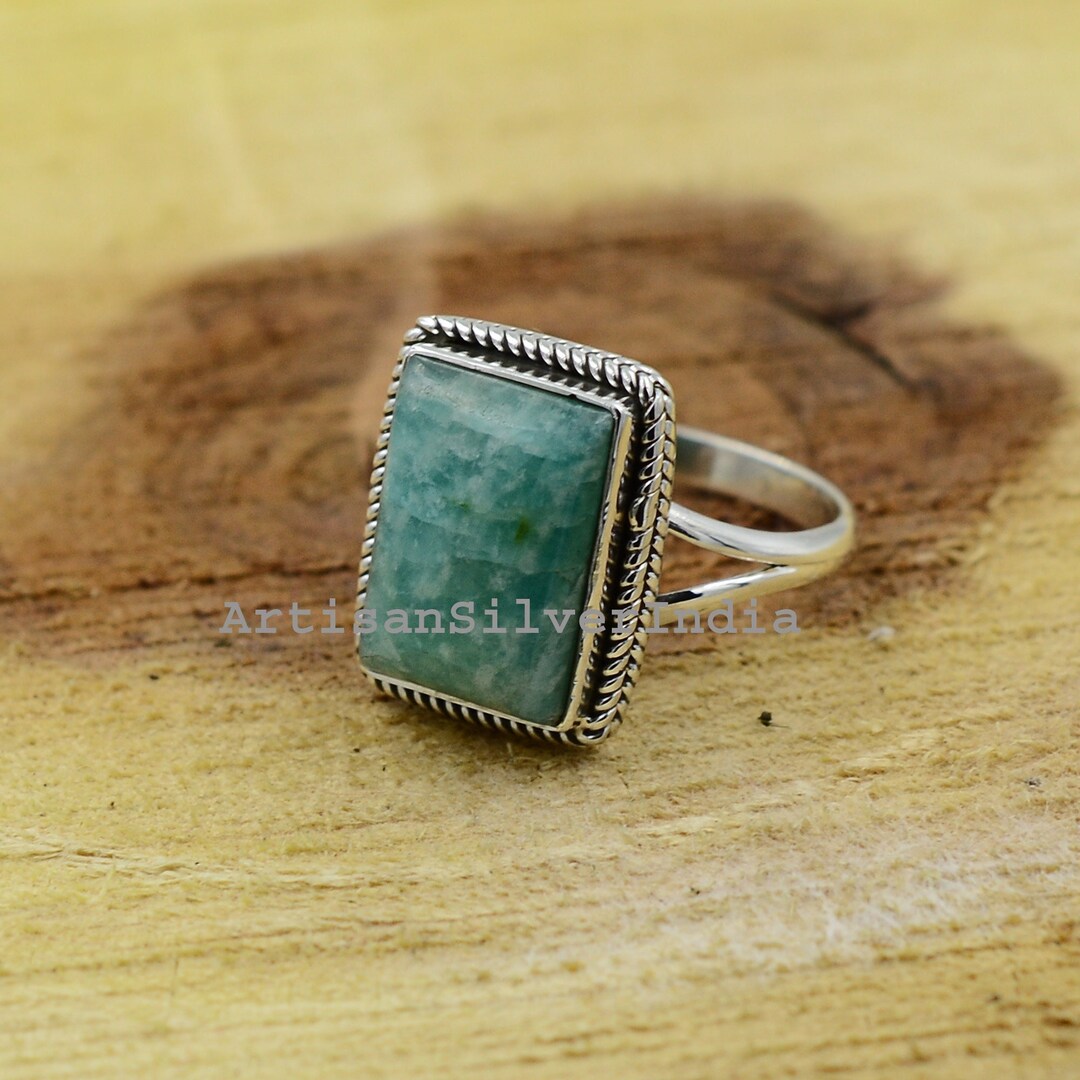 Amazonite Ring, Gemstone Ring, Silver Ring, Amazonite Jewelry ...