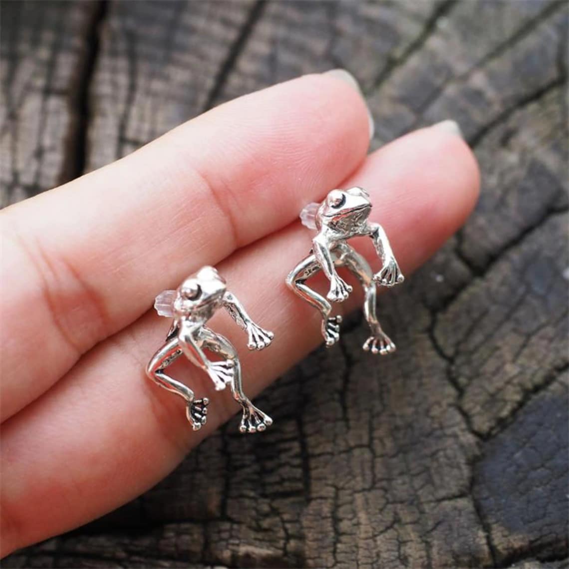 Cute Frog Ear 2 Piece Frog Ear Silver Frog Earrings Animal - Etsy