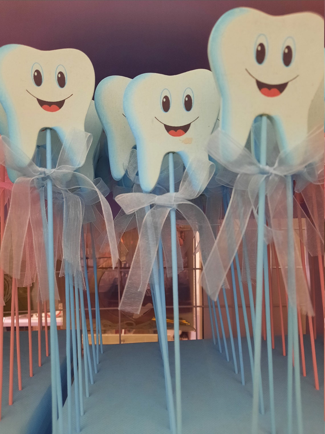 12 Pcs First Tooth Favor, Fairy Party,tooth Decoration, Blue Tooth ...