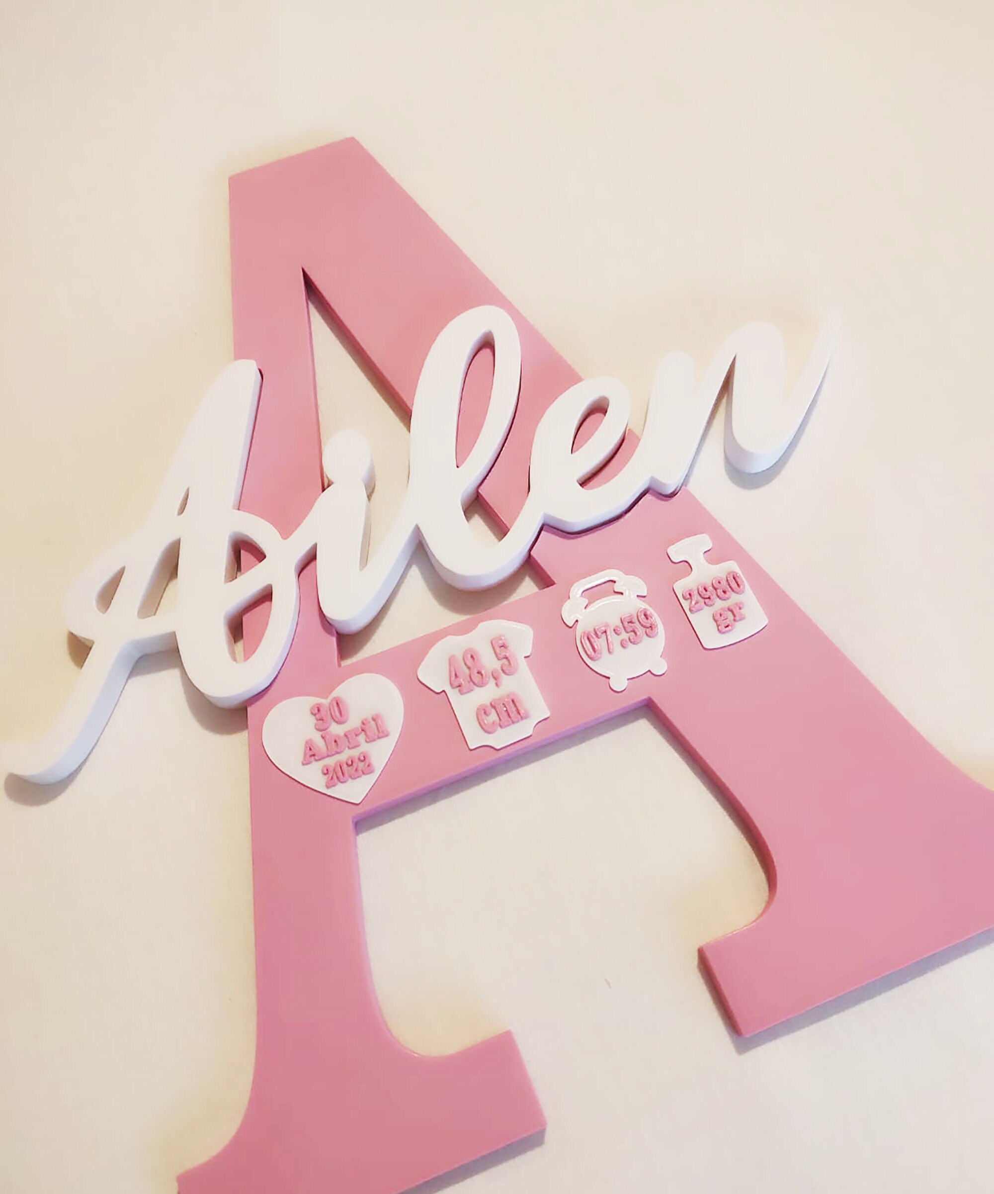 XL Personalized Baby Birth Birth Plate, Initial With, Number, Date of ...