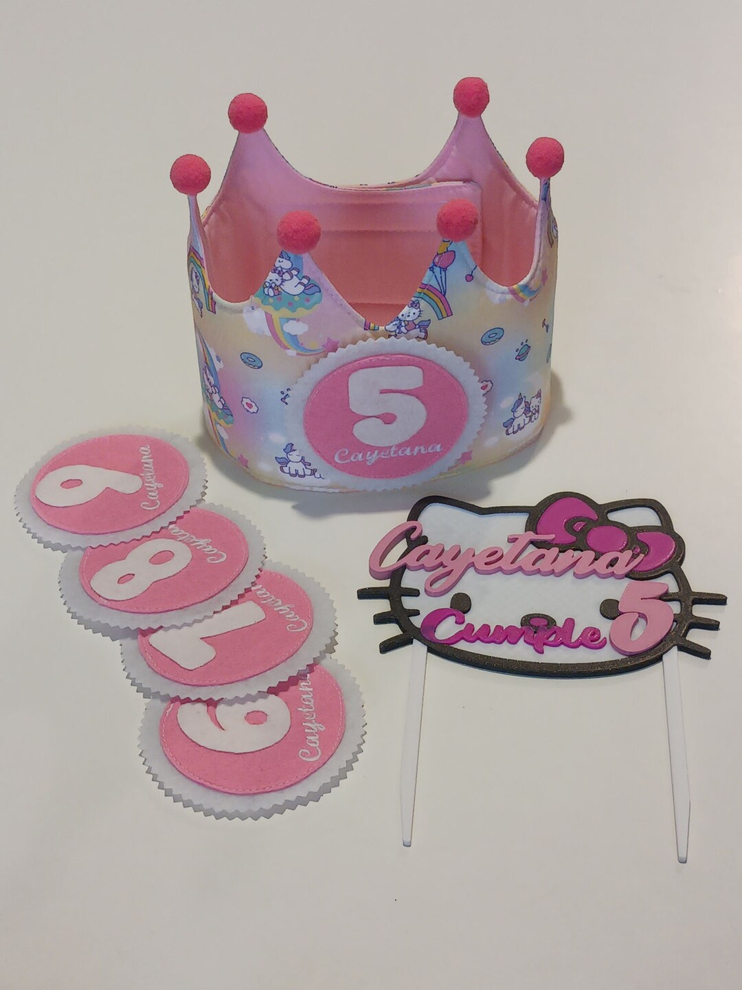 Pink Hello Kitty Crown With 1 Personalized Number With the Name. Option ...