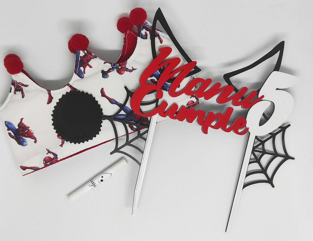 SPIDERMAN Crown With Chalkboard Fabric or With 5 Velcro Numbers (to ...