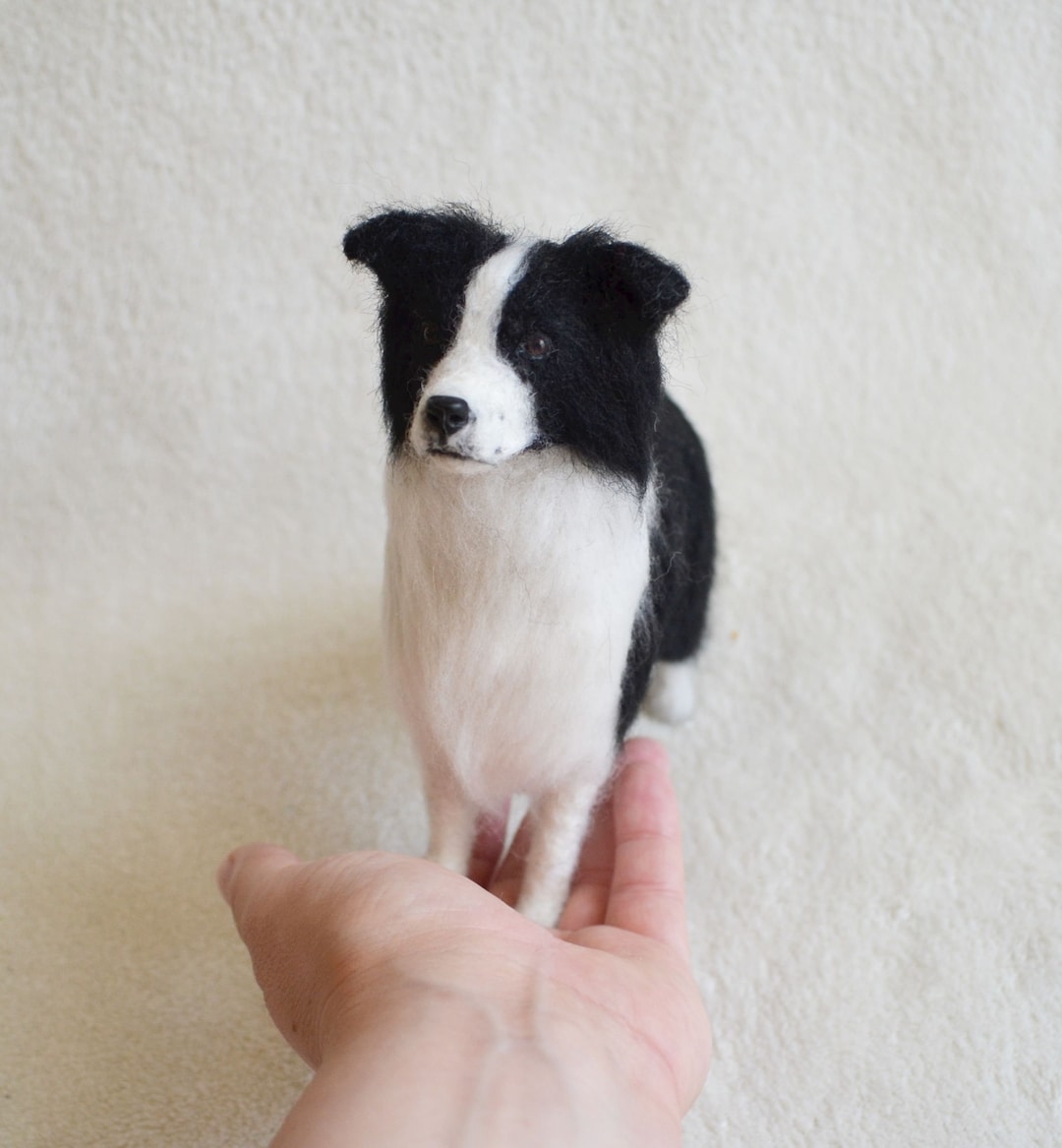 Custom Felted Border Collie – Realistic Dog Sculpture, Miniature Wool ...