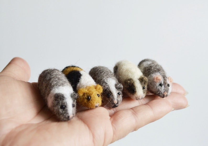 Needle Felted Miniature Guinea Pigs Collectible Cute Pet - Etsy